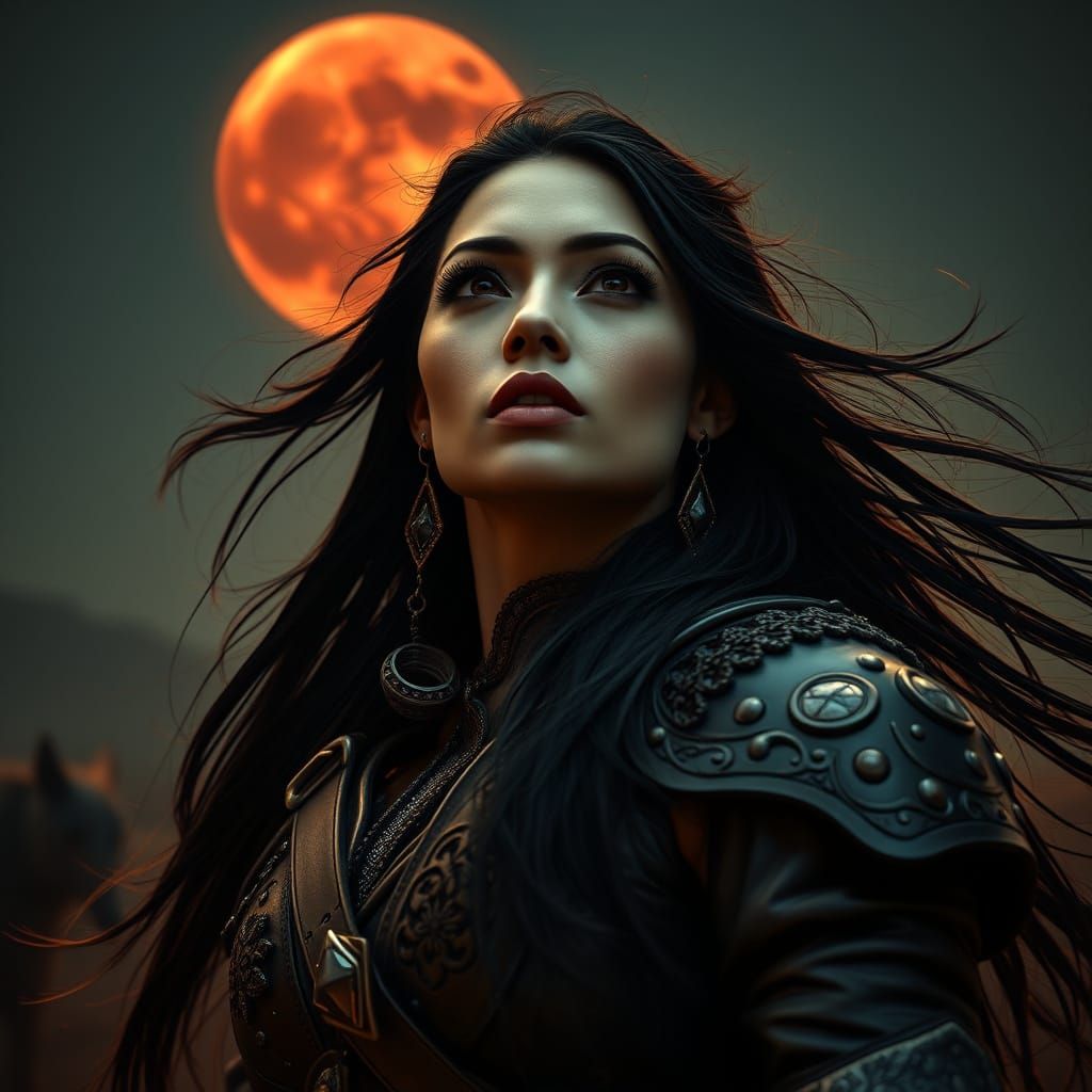 Vampire Warrior Maiden of the Blood Moon - AI Art