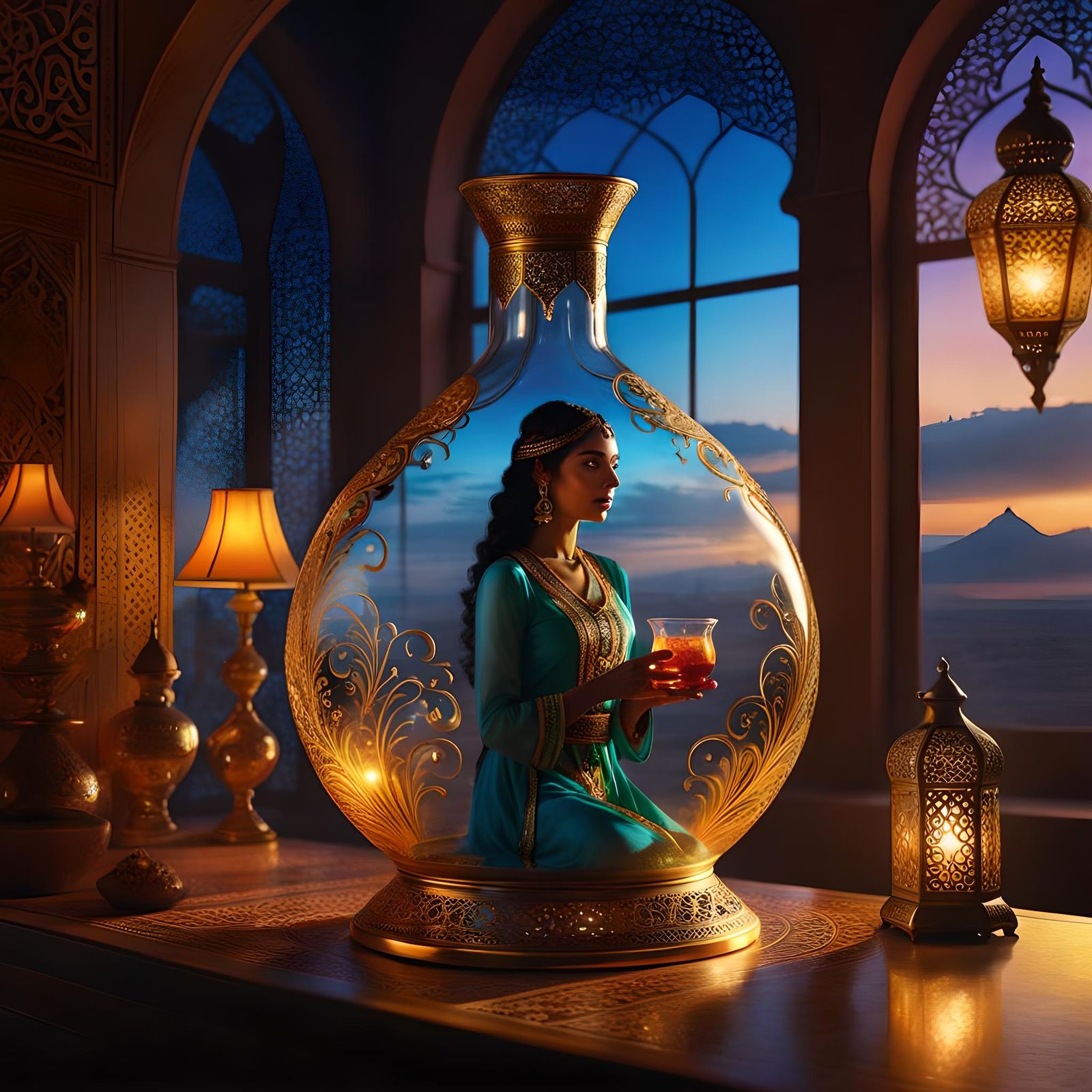 Genie in a bottle - AI Generated Artwork - NightCafe Creator