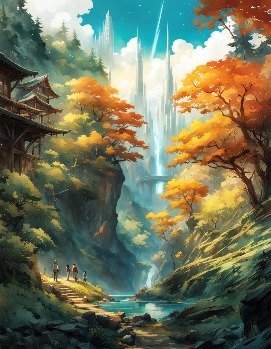 utopia world, ray light effect, anime key visual, manhwa style, smooth ...