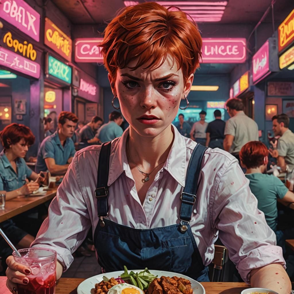 Rebekah angry that she was served chitlins for lunch, synthwave horror ...