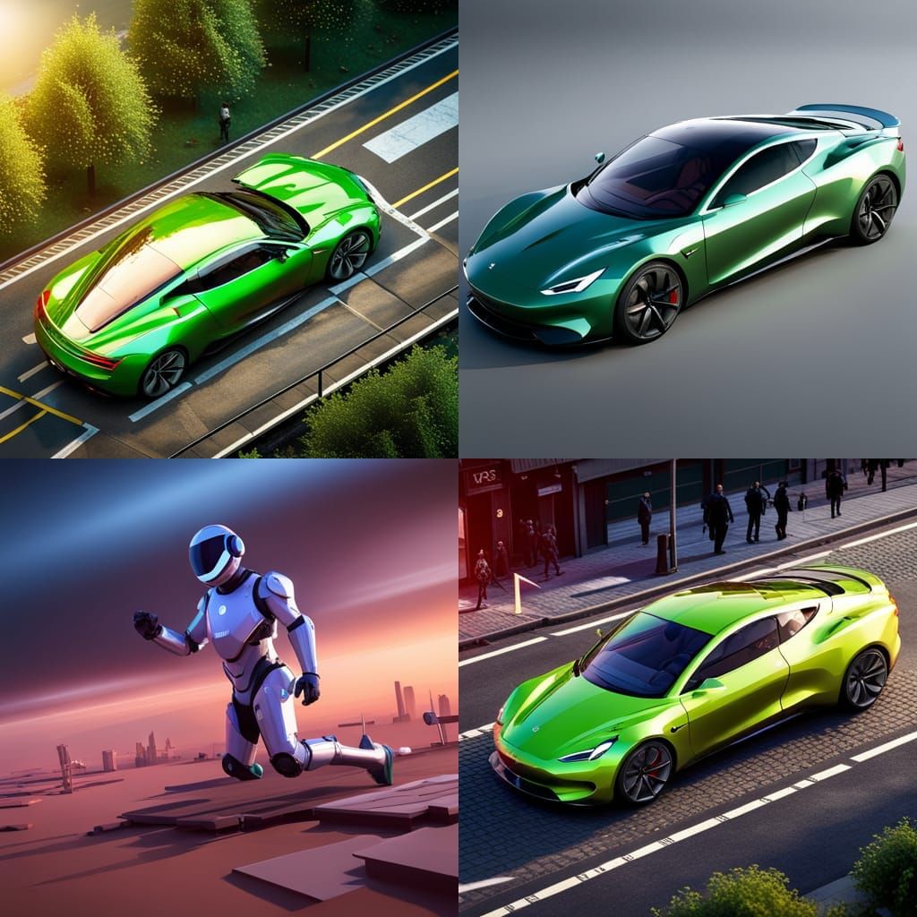 beautiful magnificent detailed shiny elon musk a.i. bots directing traffic year 2032 3d crisp ...