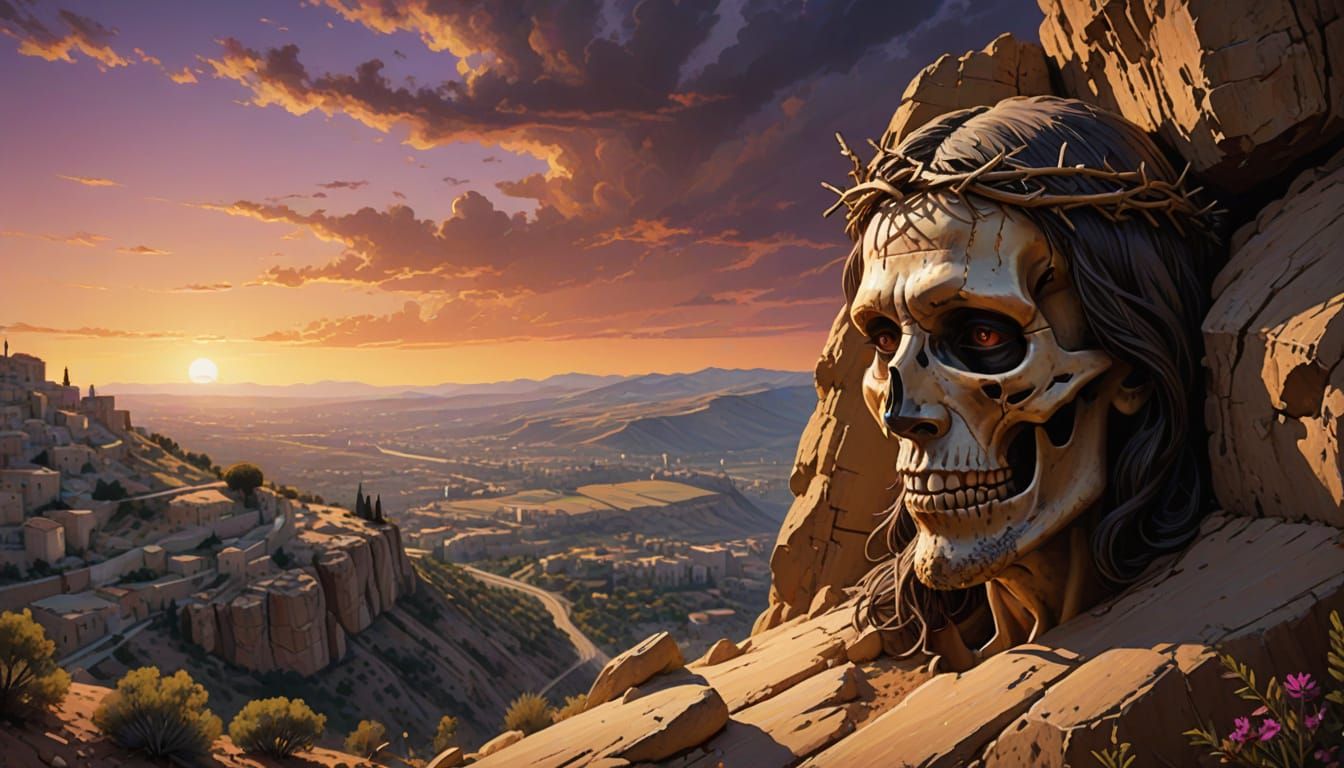 Sacred Skull of Golgotha: A Somber and Reverent Sc... - AI Art