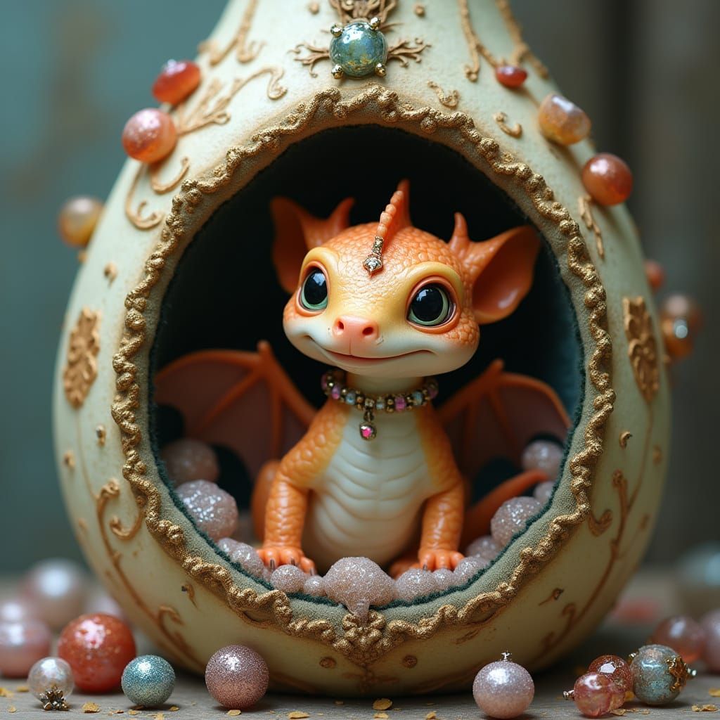 Dragon Hatchling - Dragon Hatchling in Velvet Birdhouse, Dre...