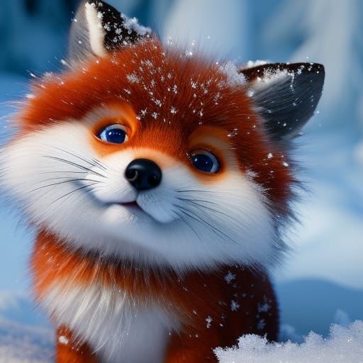 cute little fox in the snow - AI Generated Artwork - NightCafe Creator