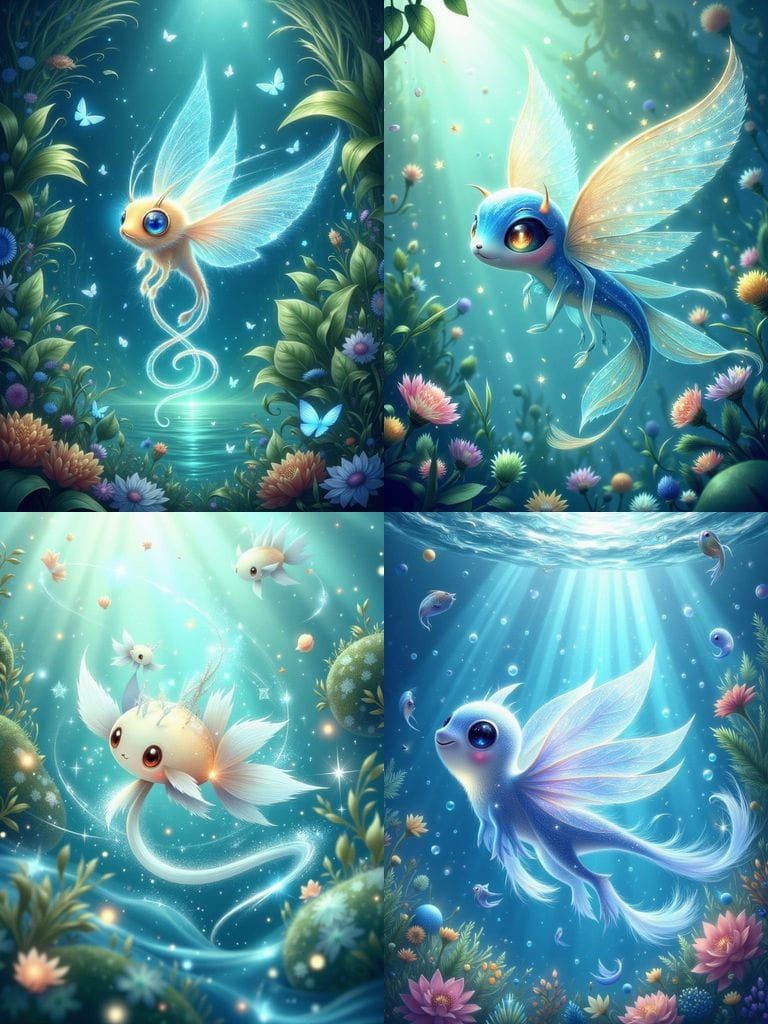 Magical sea creatures - Delicate Watercolor Illustration of ...