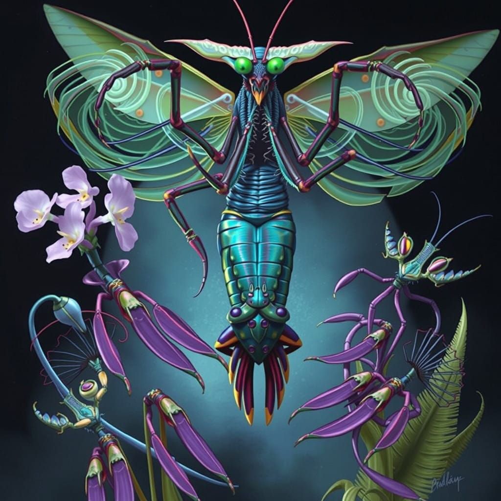 Ethereal Xeno-Biology: Iridescent Mantis-Shrimp Al... - AI Art