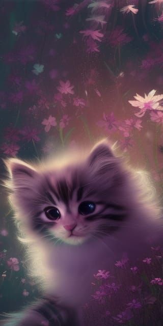 Kitten and flowers - AI Generated Artwork - NightCafe Creator