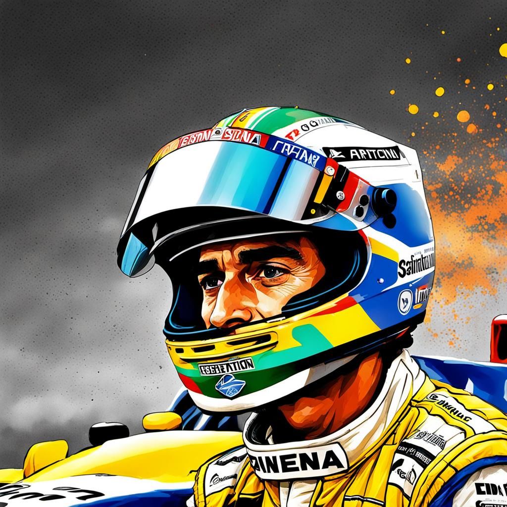 Ayrton Senna, (colored portrait:1,5)the legendary Brazilian Formula 1 ...