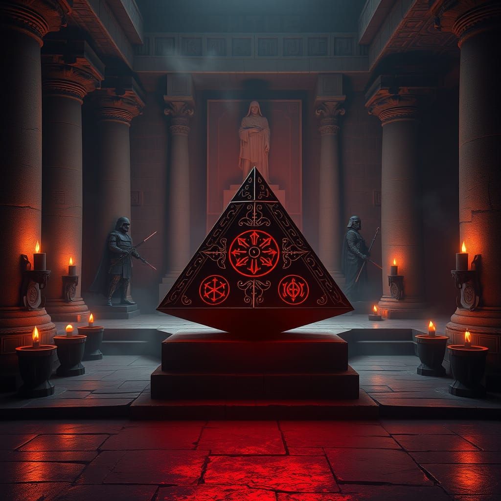 Ancient Sith Holocron in Dark Crimson Glow - AI Art