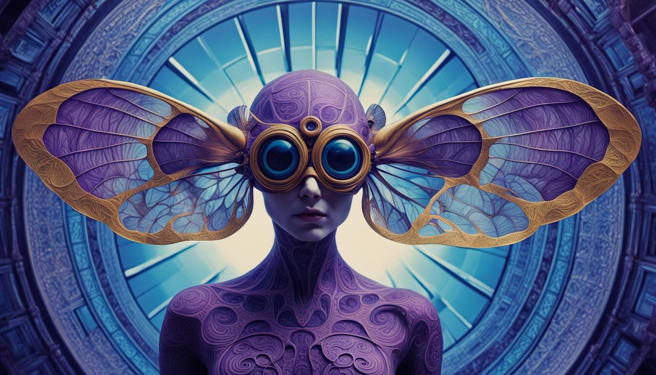 The Human Fly. In blue and purple tones, golden ratio, mystic, fractal ...