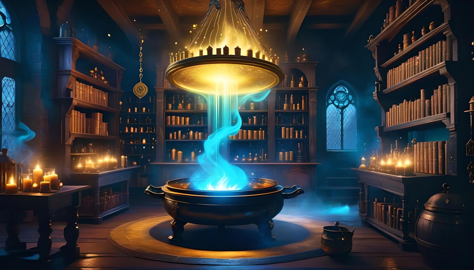 Misty Blue Magic... Alchemy in the Wizard's Chamber - AI Generated ...