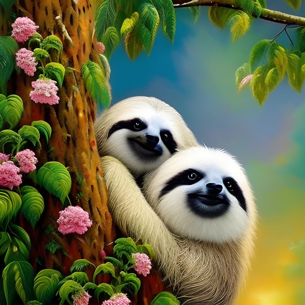 Inseparable Sloths - AI Generated Artwork - NightCafe Creator