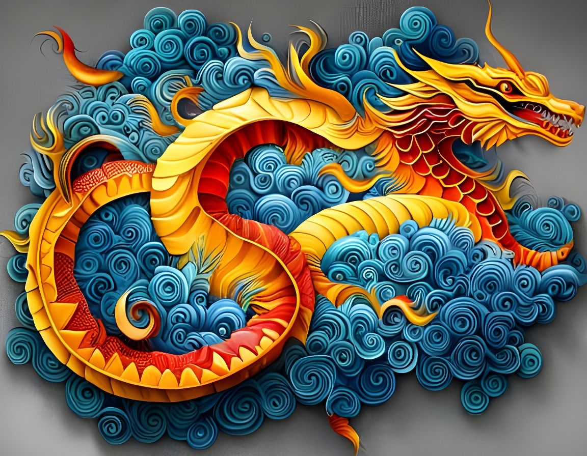 Papercraft Chinese Dragon - AI Generated Artwork - NightCafe Creator
