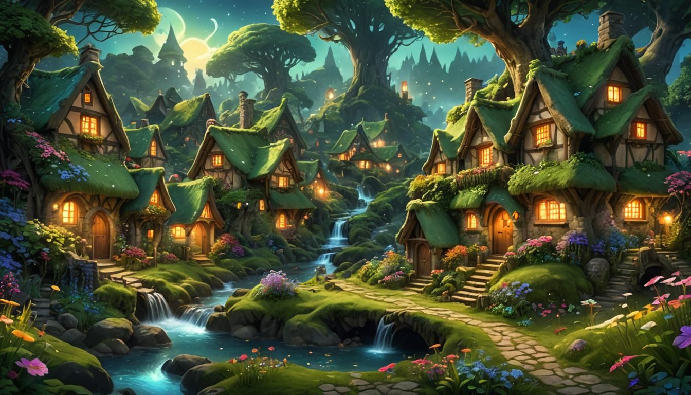 Enchanted village - AI Generated Artwork - NightCafe Creator