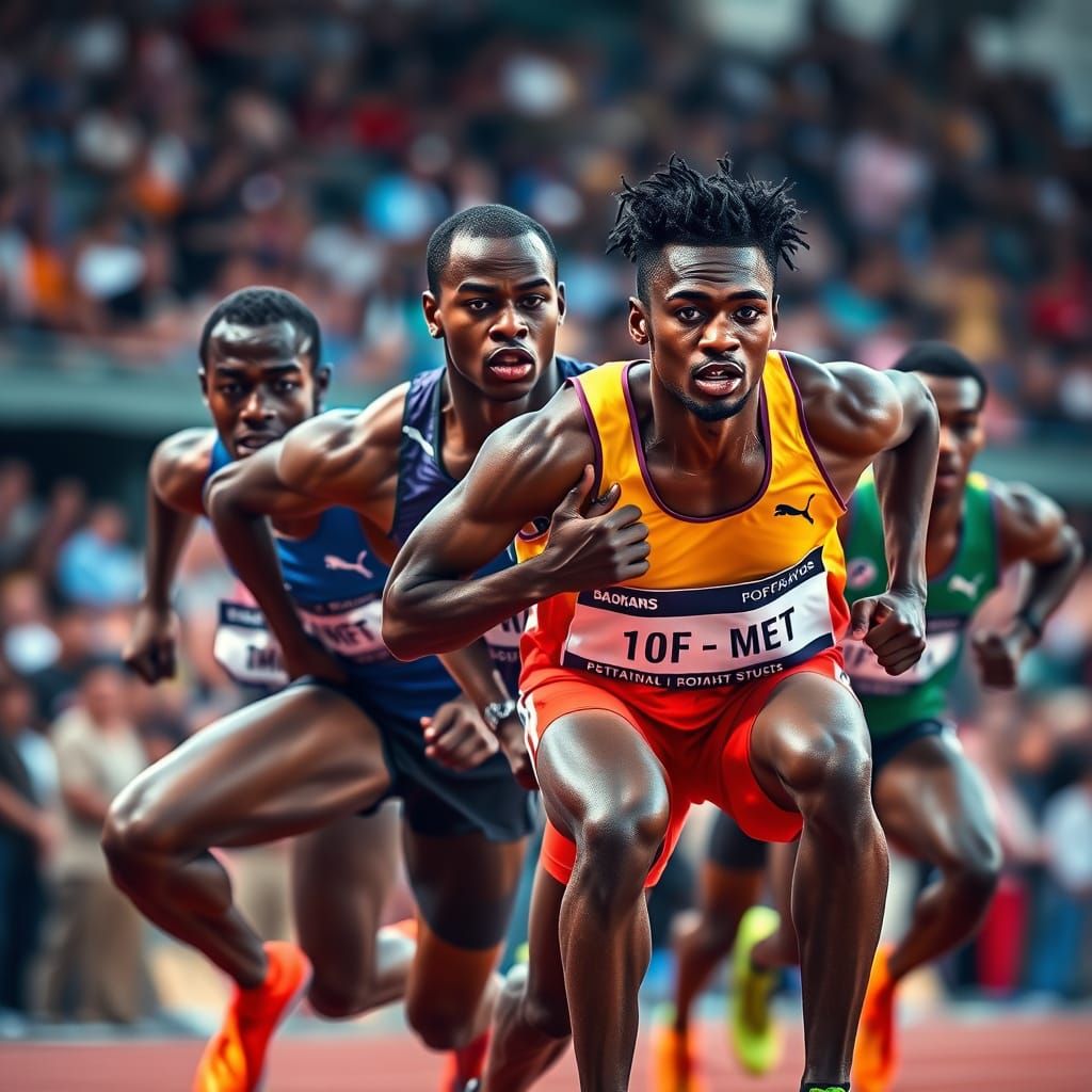 Vibrant Sprinters Show Off Powerful Legs in Colour... - AI Art