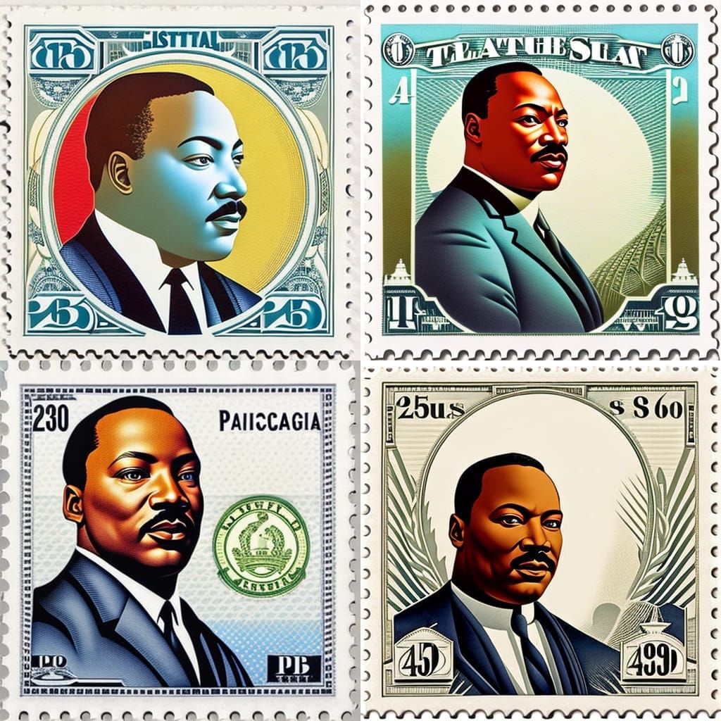 Martin Luther King Jr Postage Stamp : Heritage Series - AI Generated ...