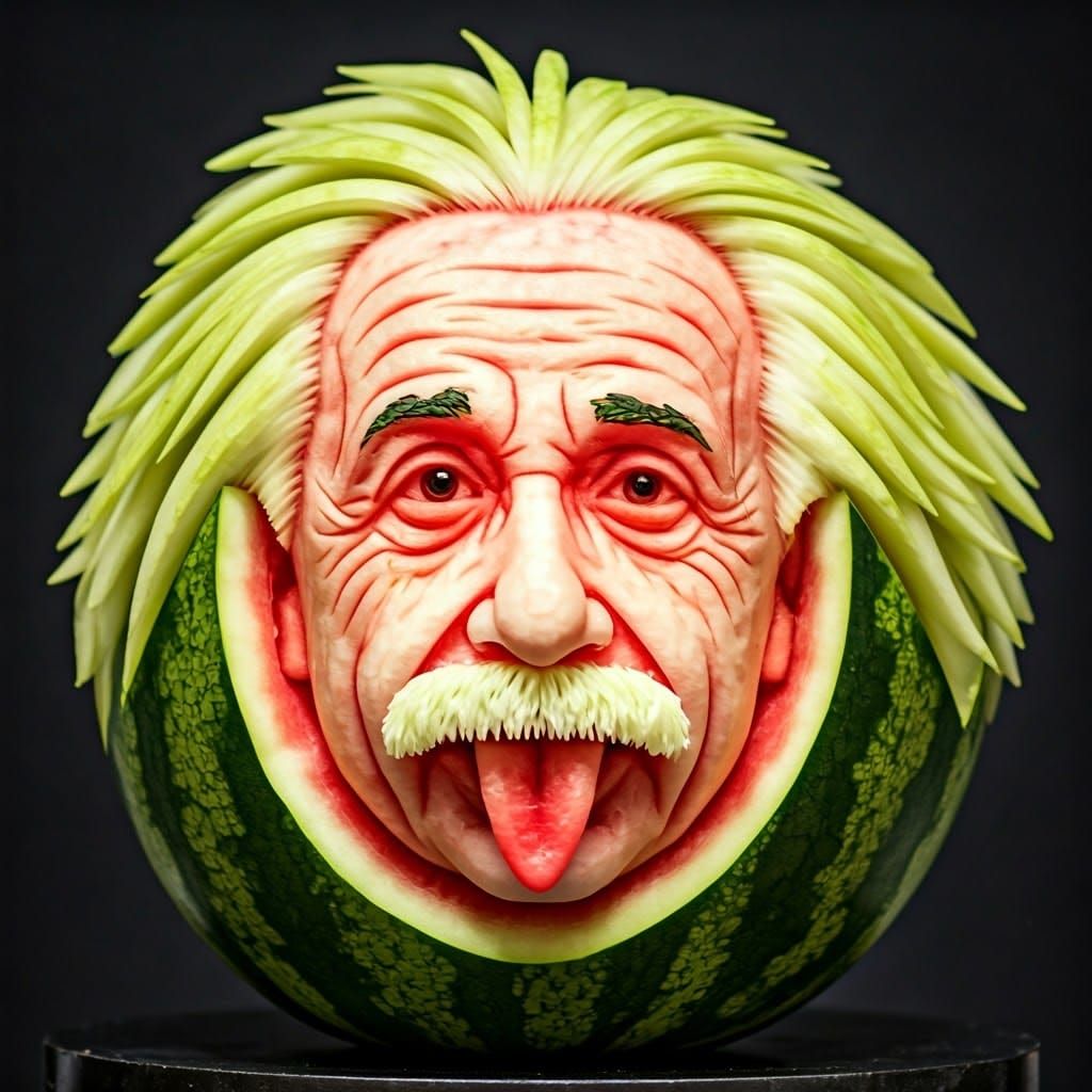 Albert Einstein - Albert Einstein as Watermelon Sculpture in...