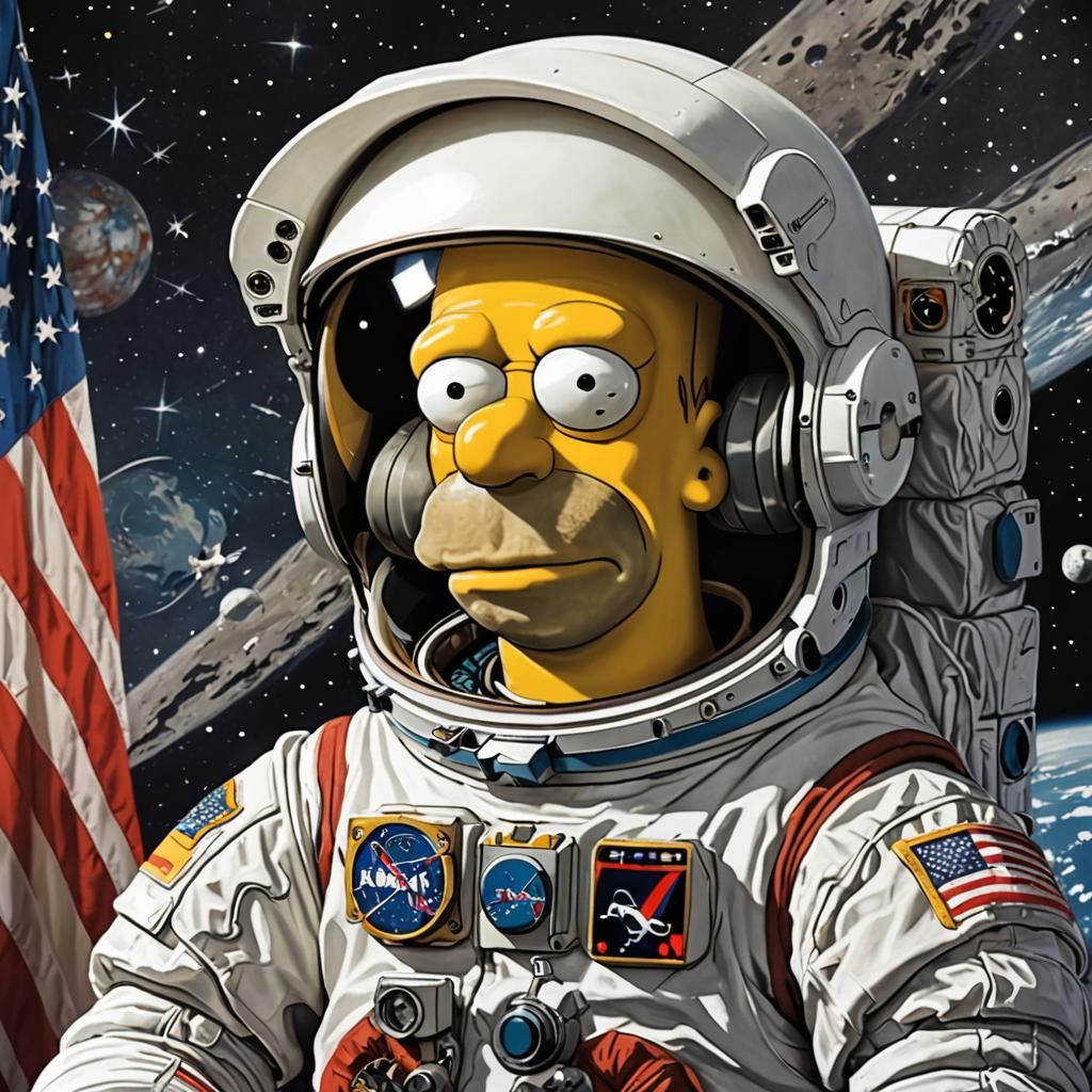 Homer Simpson, the astronaut - AI Generated Artwork - NightCafe Creator