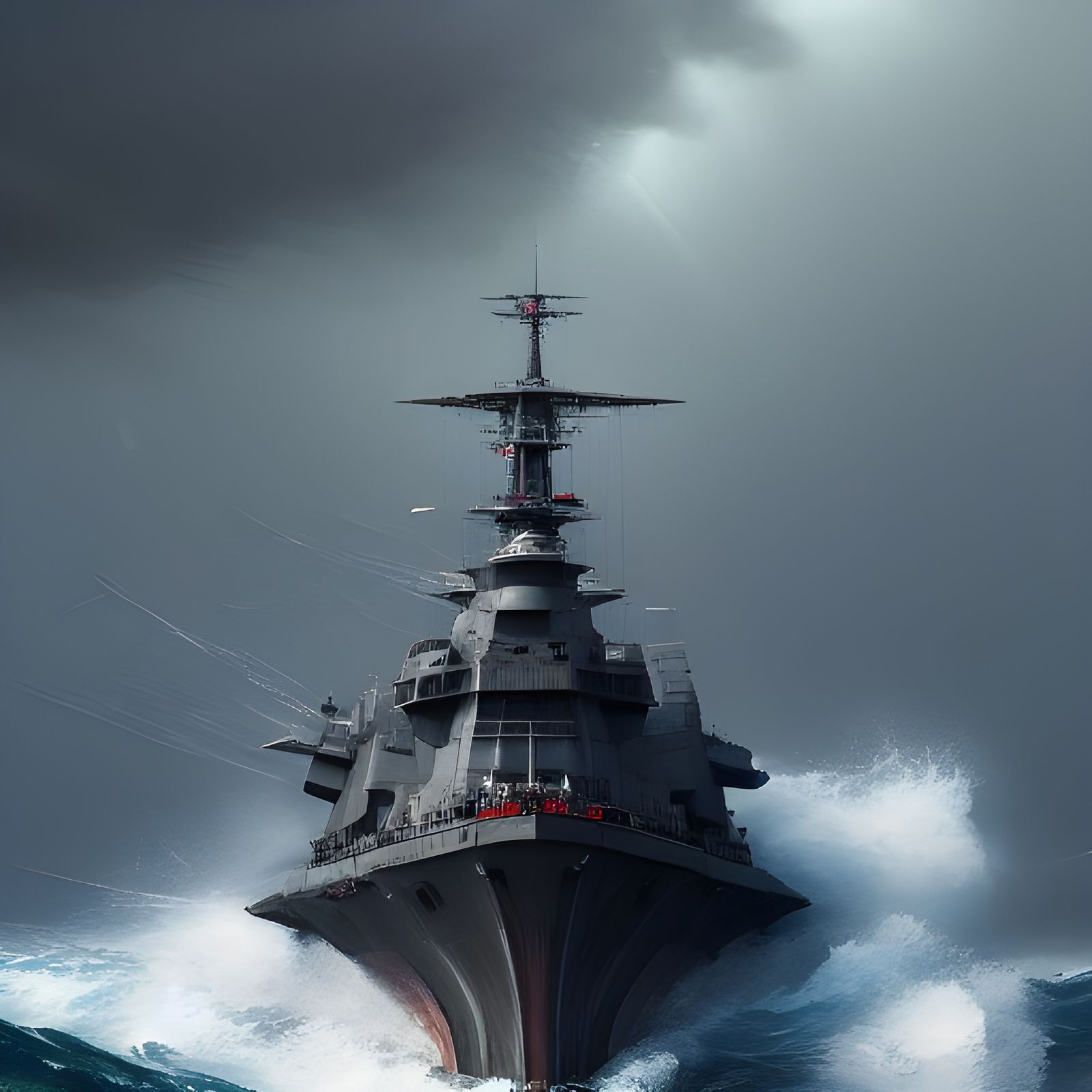 Warship and the rough Seas - AI Generated Artwork - NightCafe Creator