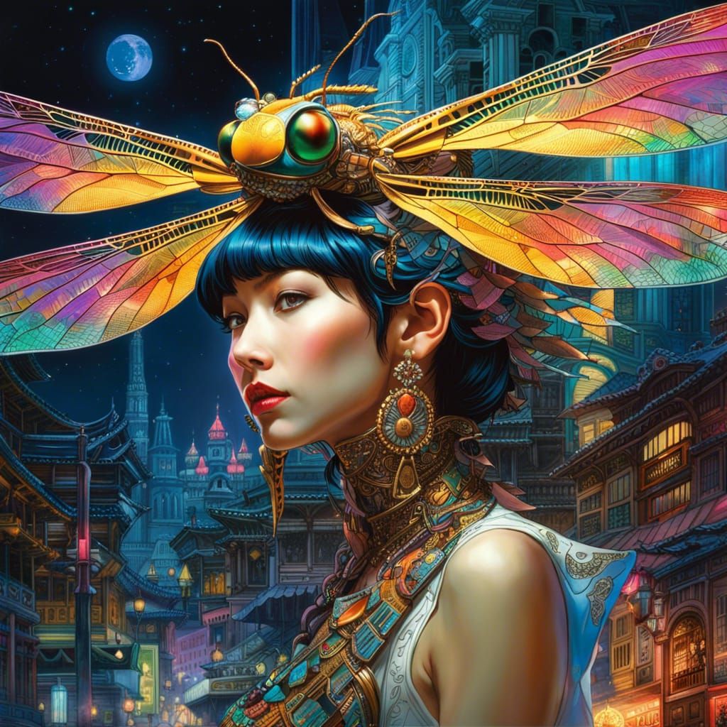 Dragonfly on its Perch - AI Generated Artwork - NightCafe Creator