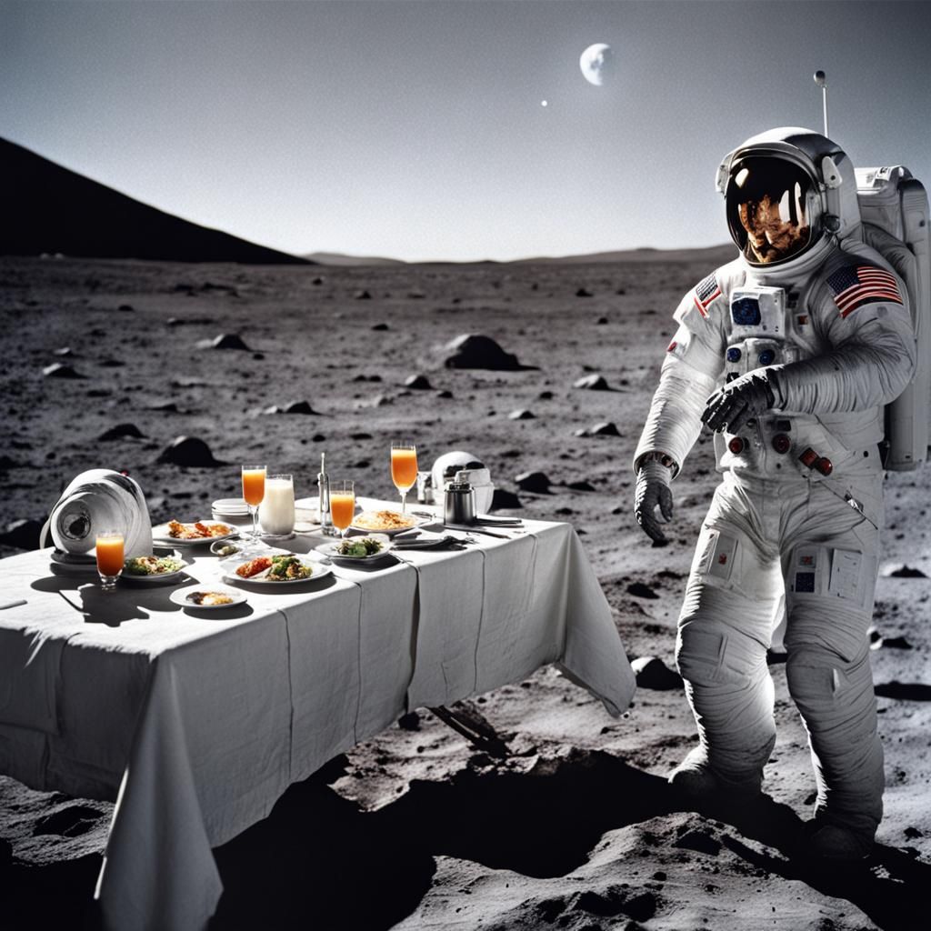 Buzz Aldrin breakfast :) - AI Generated Artwork - NightCafe Creator