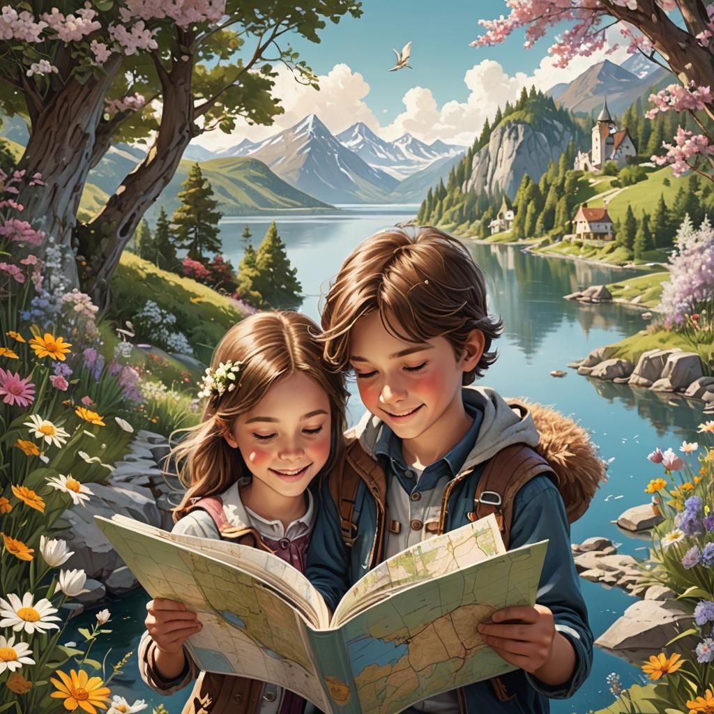 Sibling’s adventure - AI Generated Artwork - NightCafe Creator