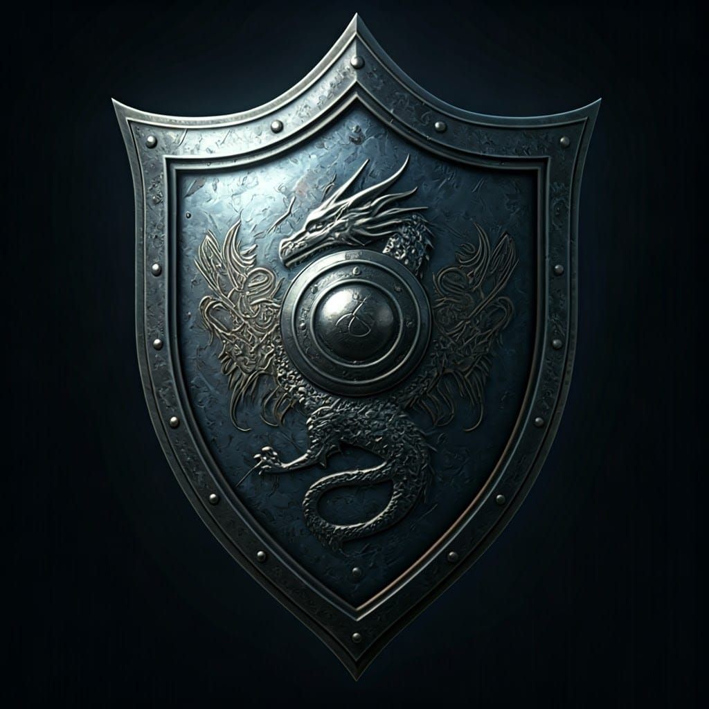 Dragon Shield of Mithril Strength and Protection - AI Art