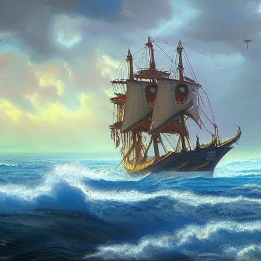 magical pirate ships sailing through the sky - AI Generated Artwork ...