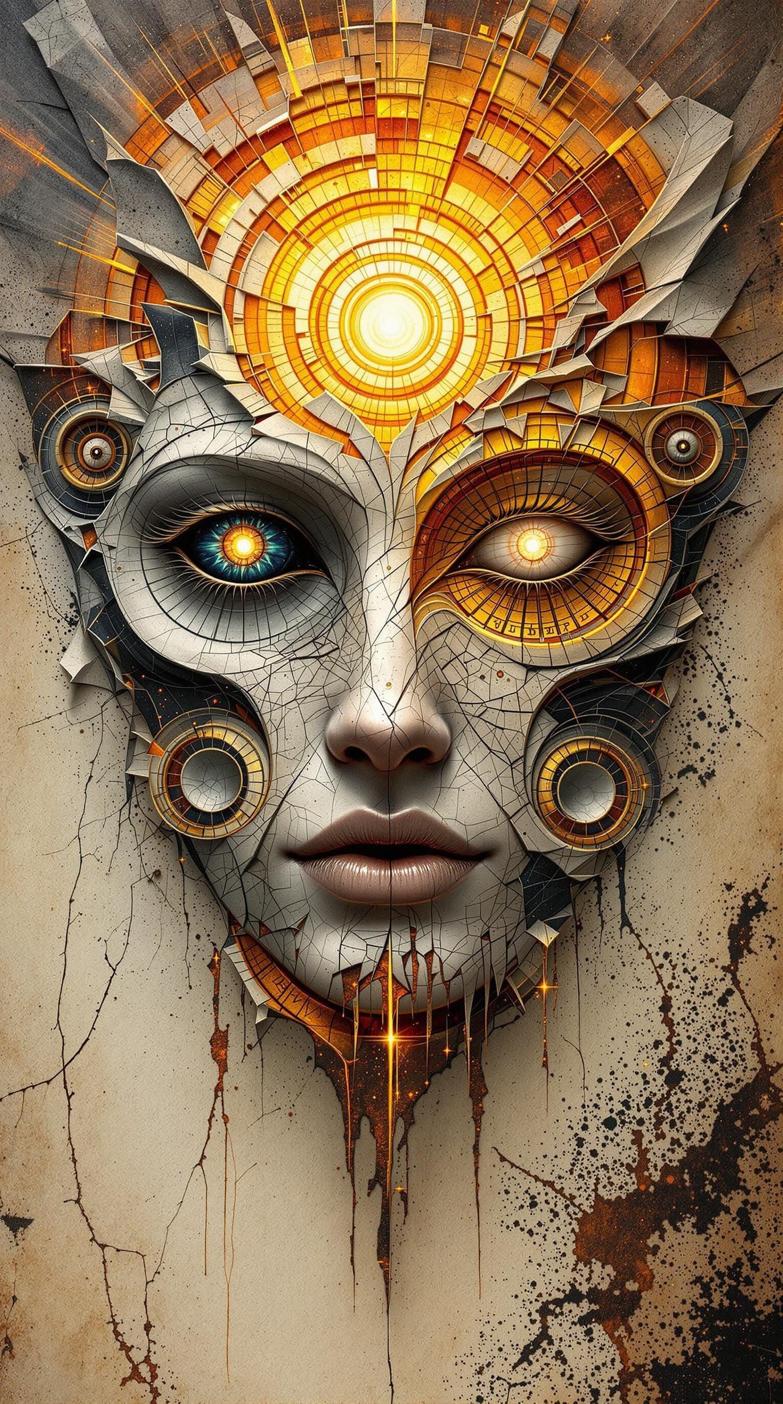 Cosmic Bone Mask Erupts in Solar Bloom - AI Art