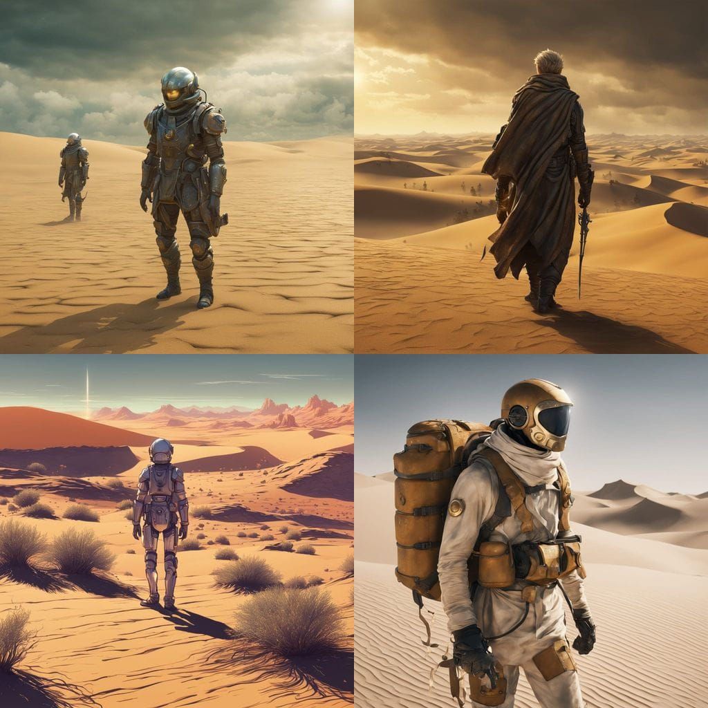 Golden Survivor in Arid Wasteland - AI Art