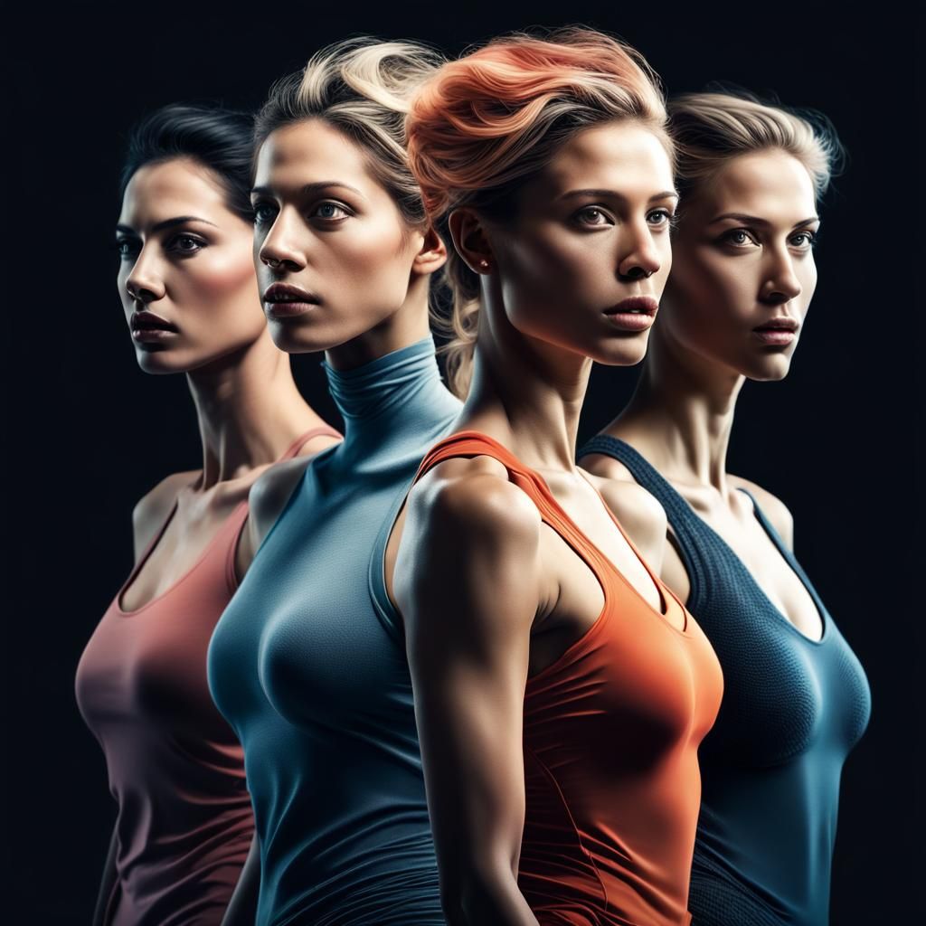 The four hypermaximalists are beautiful women, the same face, the same ...