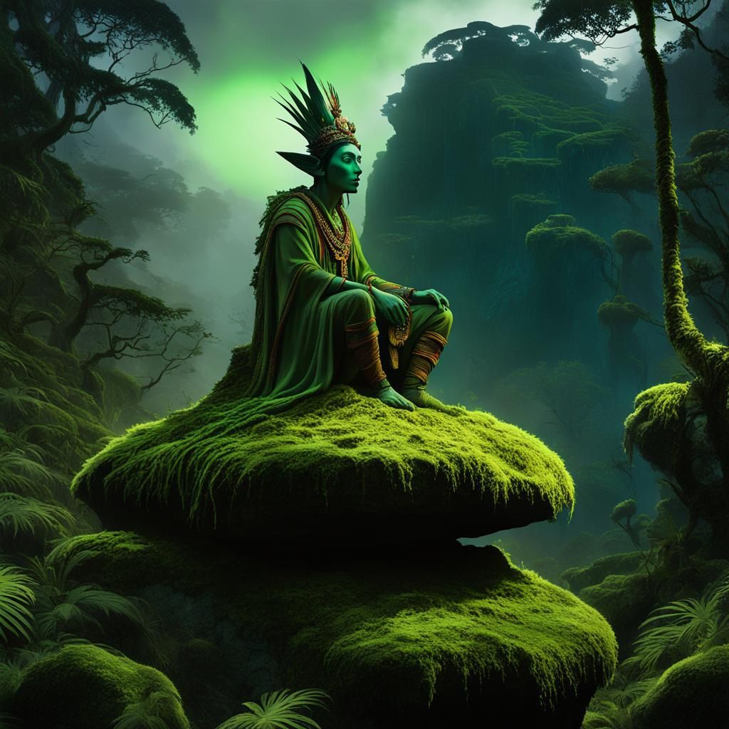 Duende, a humanoid figure steeped in Latin American folklore, perched ...