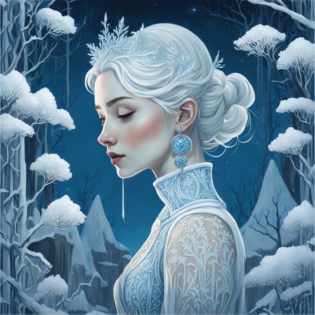 Snow Queen 20 years old in full growth, snow-white hair, look, white ...