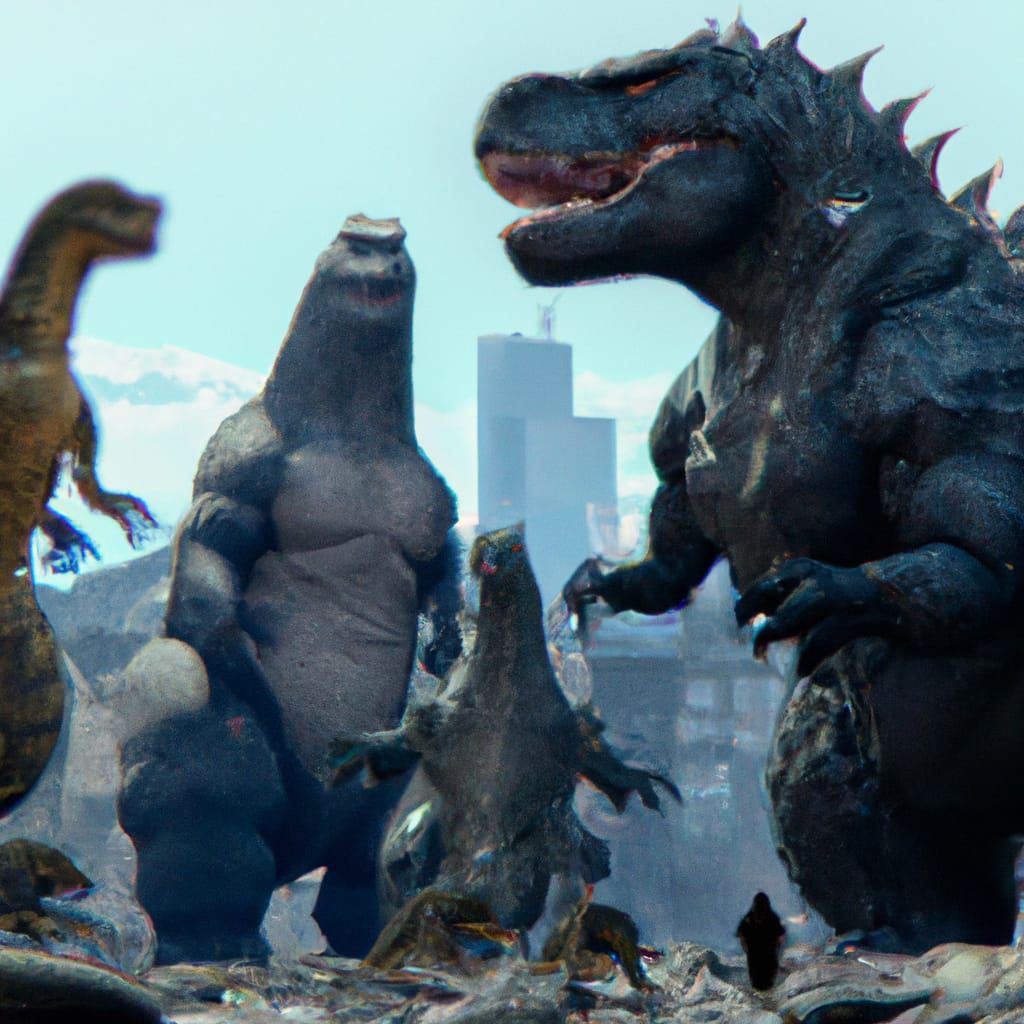 GODZILLA VS. ALL THE MONSTERS - AI Generated Artwork - NightCafe Creator