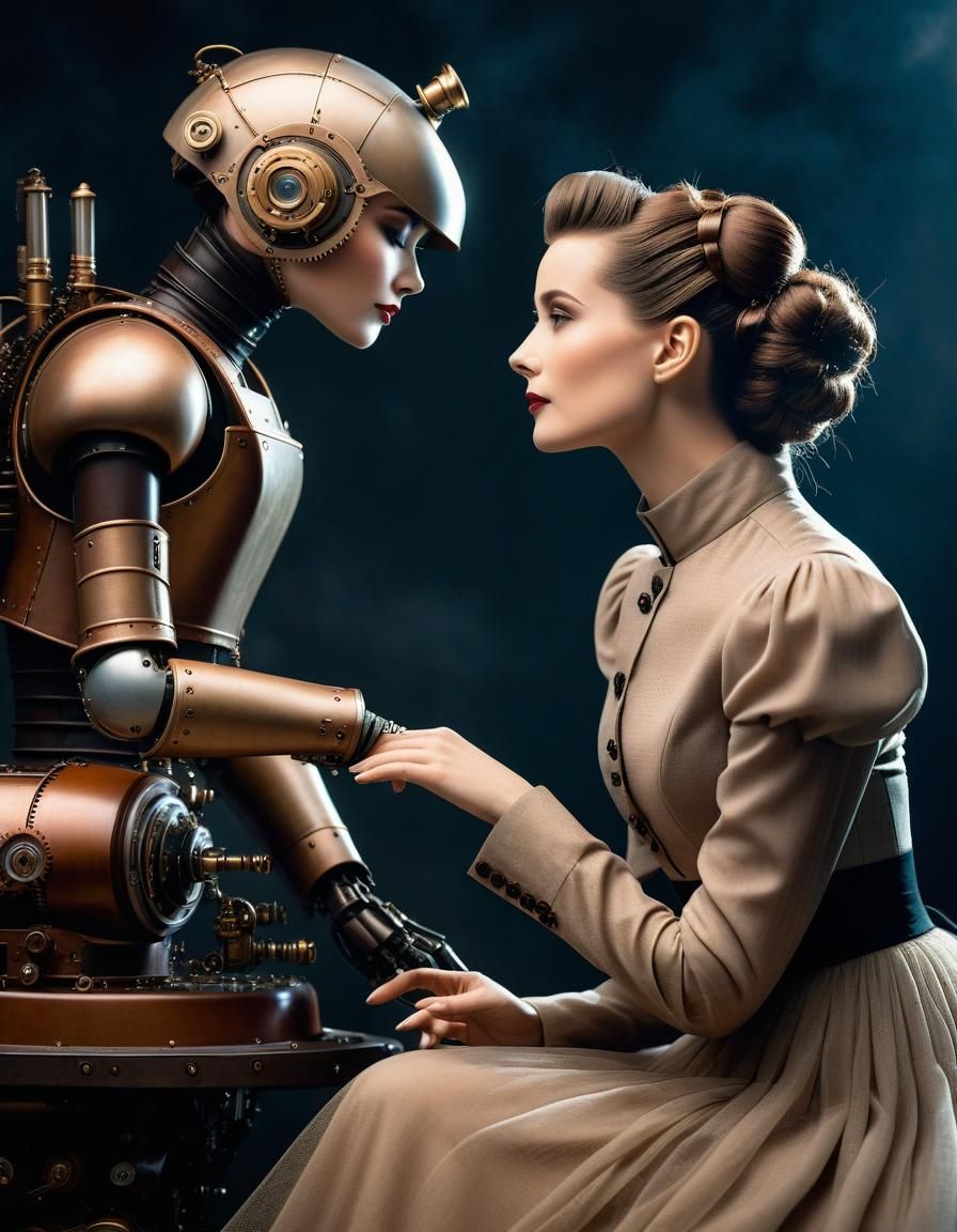 Lady and lady robot - AI Generated Artwork - NightCafe Creator