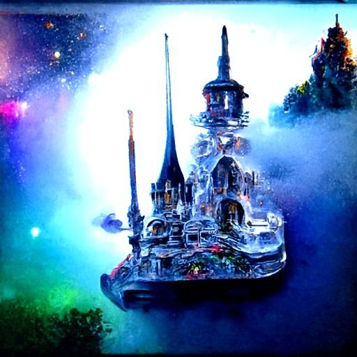 Castle floating in space - AI Generated Artwork - NightCafe Creator