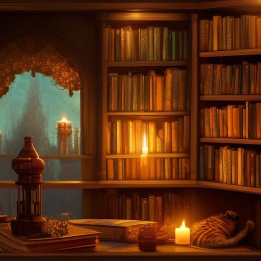 home library - AI Generated Artwork - NightCafe Creator