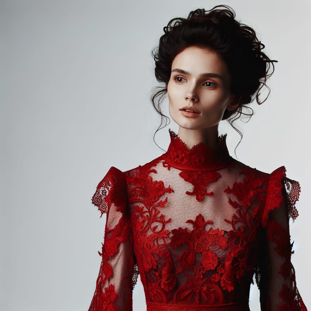 beauty in red lace - AI Generated Artwork - NightCafe Creator