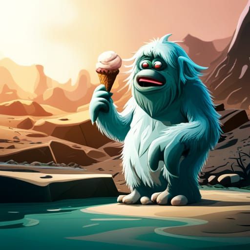 yeti eating an ice cream - AI Generated Artwork - NightCafe Creator