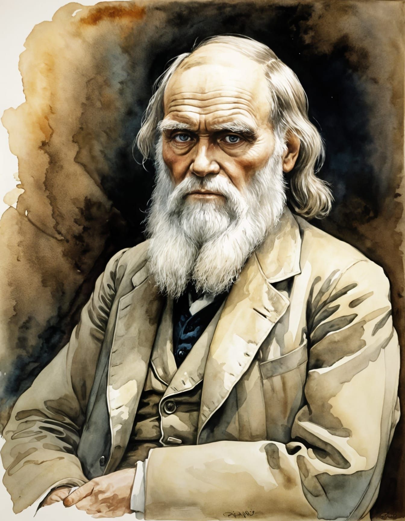 portrait of Charles Darwin - Elegant Portrait of a Visionary...