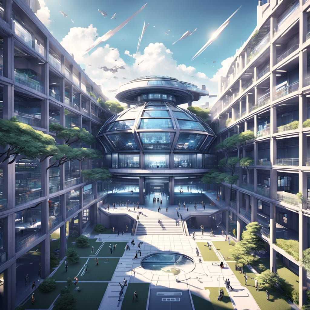 Futuristic College Campus with Breathtaking 8K Res... - AI Art