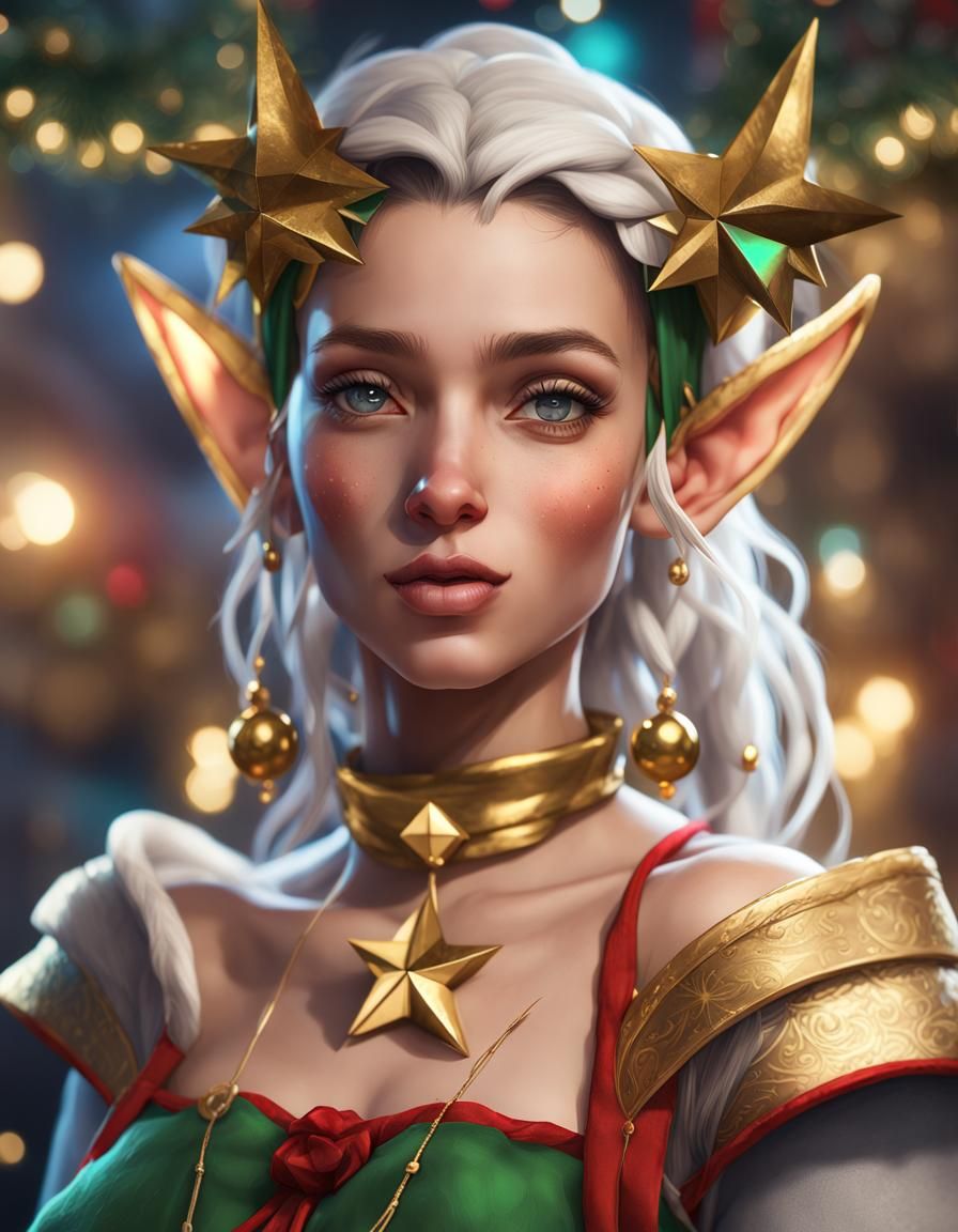 Christmas elf black dreads star golden braids big ears Santa hat - AI ...