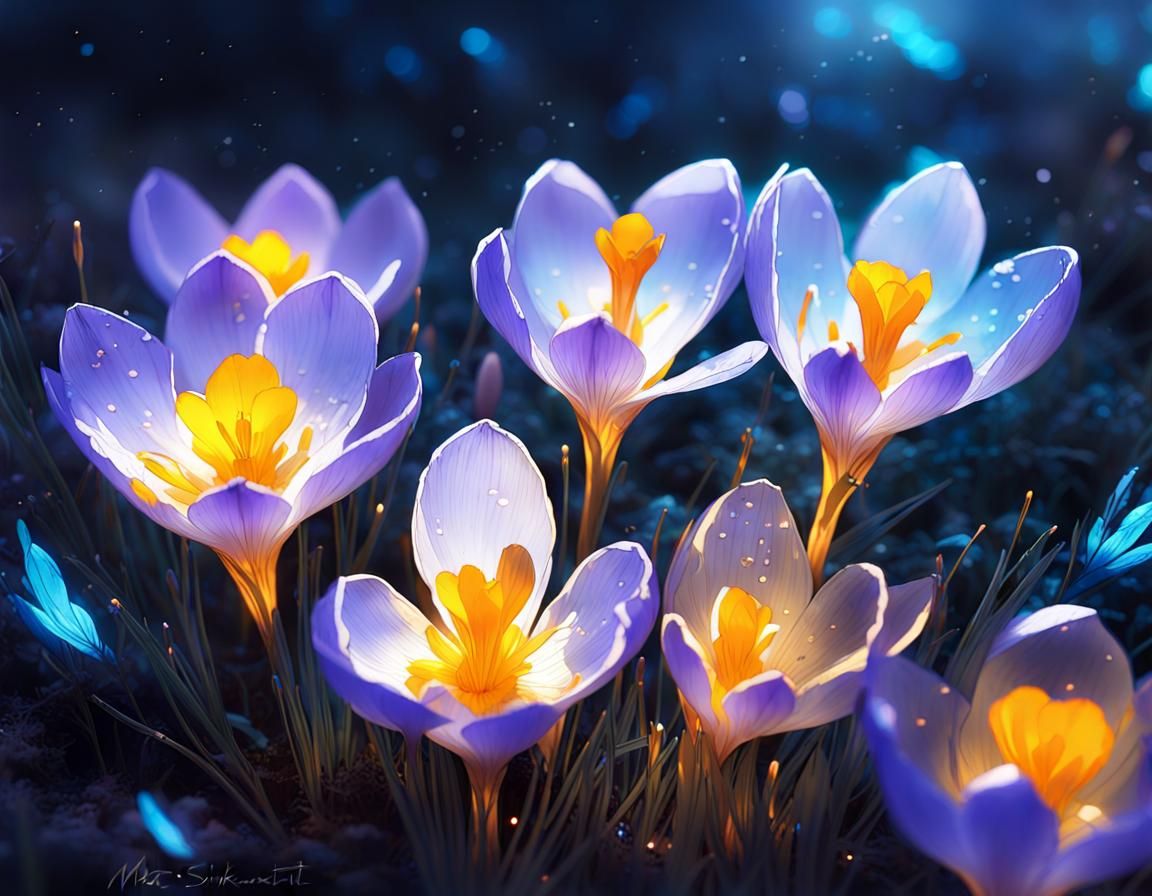 Anime crocus flowers - AI Generated Artwork - NightCafe Creator