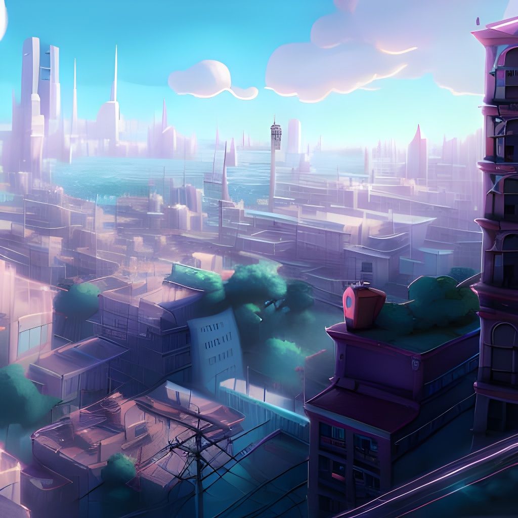 Anime Cityscape - AI Generated Artwork - NightCafe Creator
