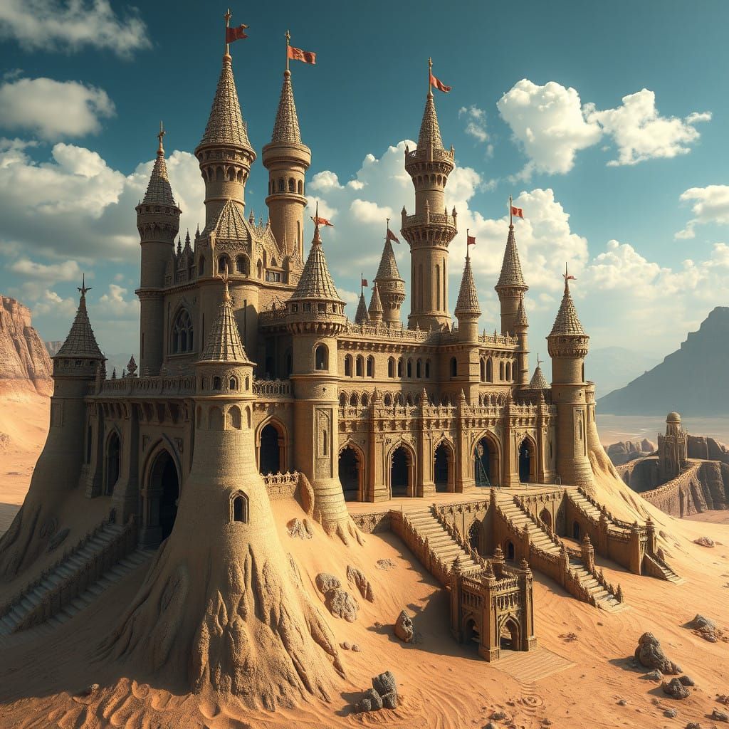 Escher-Inspired Castle of Mirrored Sandstone - AI Art