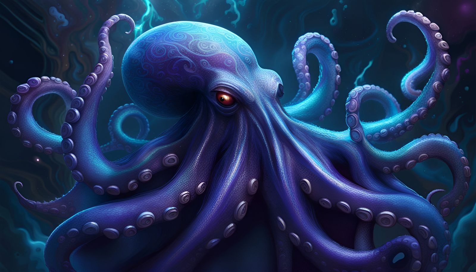 purple turquoise octopus - AI Generated Artwork - NightCafe Creator