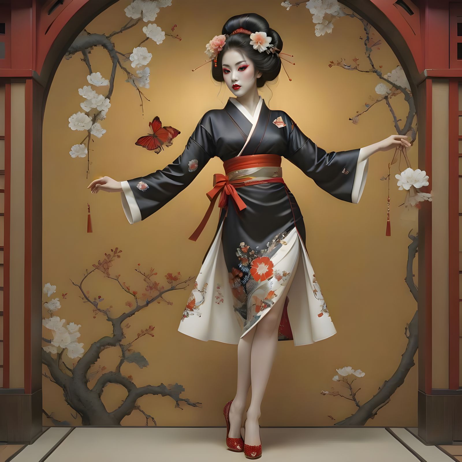 Modern Young Geisha - Ethereal Geisha in Art Nouveau Splend...