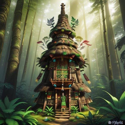 Whimsical Fantasy Pygmy Tribe in Ancient Forest Vi... - AI Art