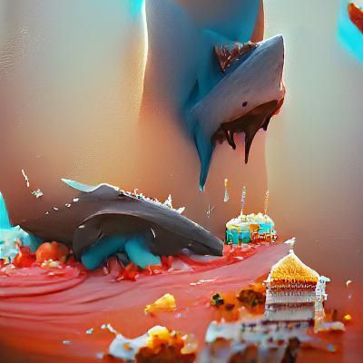 shark eating cake - AI Generated Artwork - NightCafe Creator