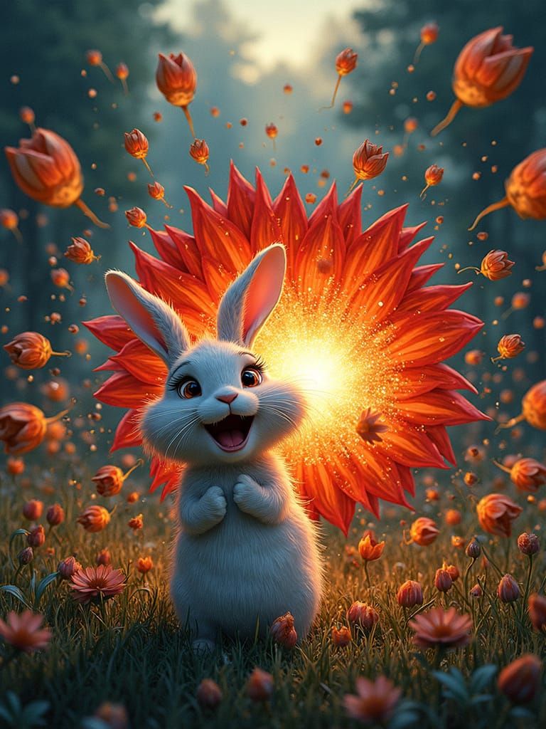 Surprised Rabbit in a Vibrant Explosion of Color - AI Art